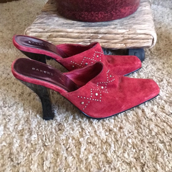 Bakers | Shoes | Vintage Red Suede Mules | Poshmark